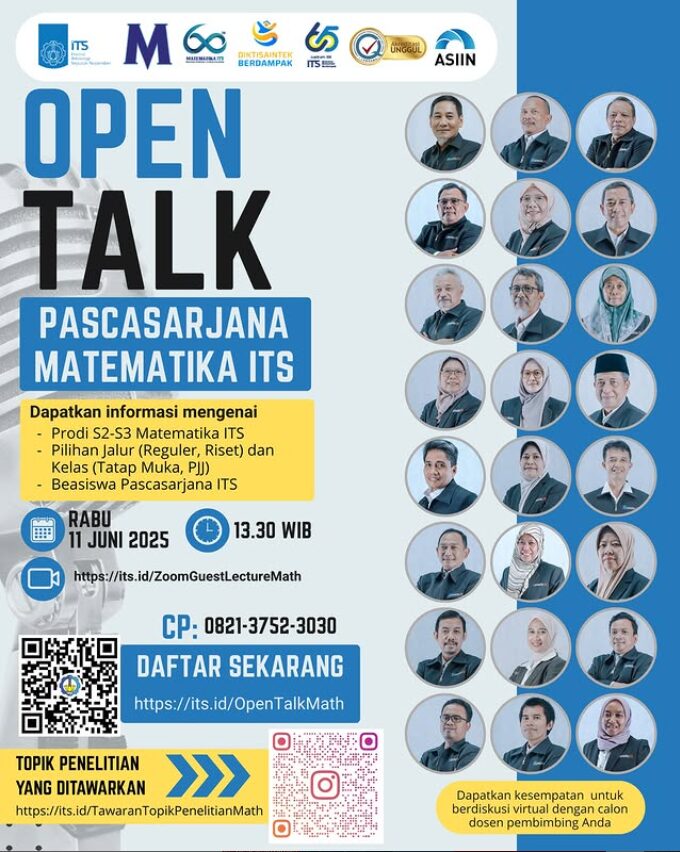 OPEN TALK PASCASARJANA MATEMATIKA ITS - Departemen Matematika