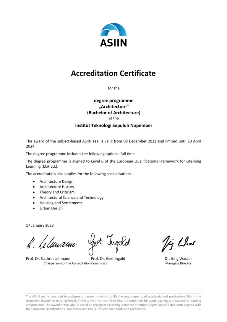 Accreditation Certificate ASIIN For the degree programme Architecture ...