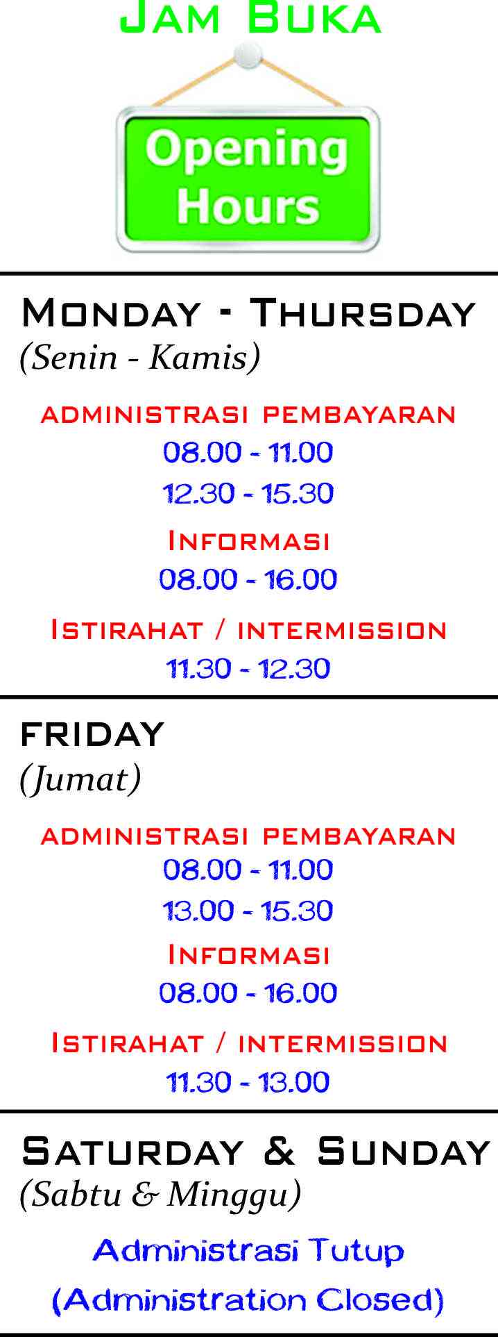 Jam Buka - Unit Pusat Bahasa Global