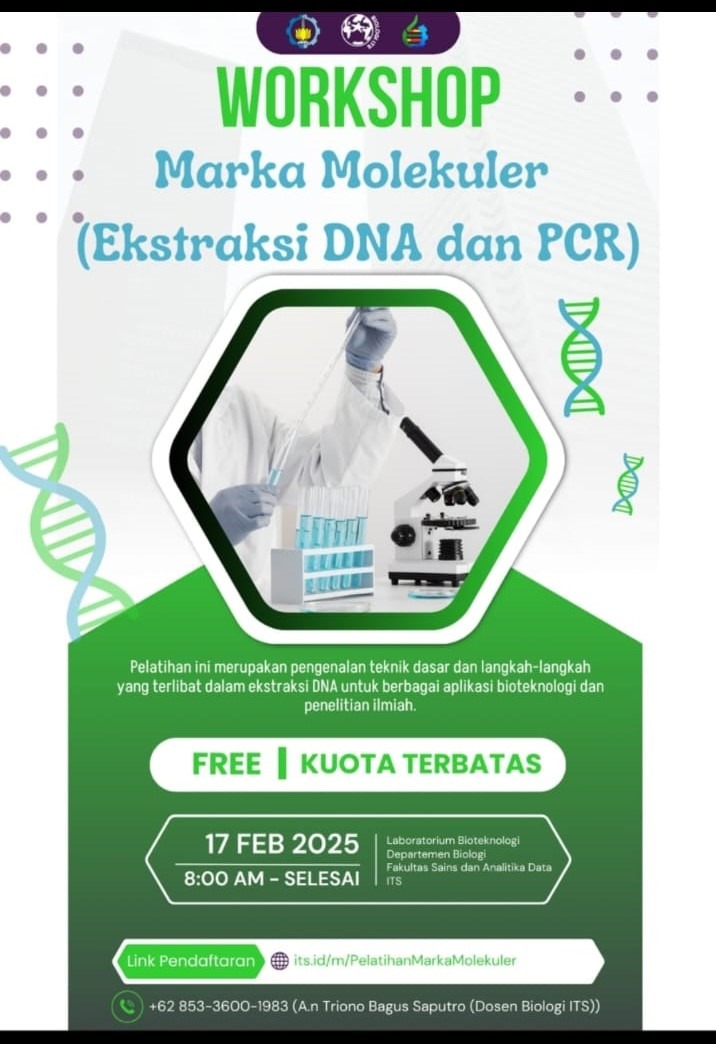 Workshop Marka Molekuler (Ekstraksi DNA dan PCR) - Departemen Biologi