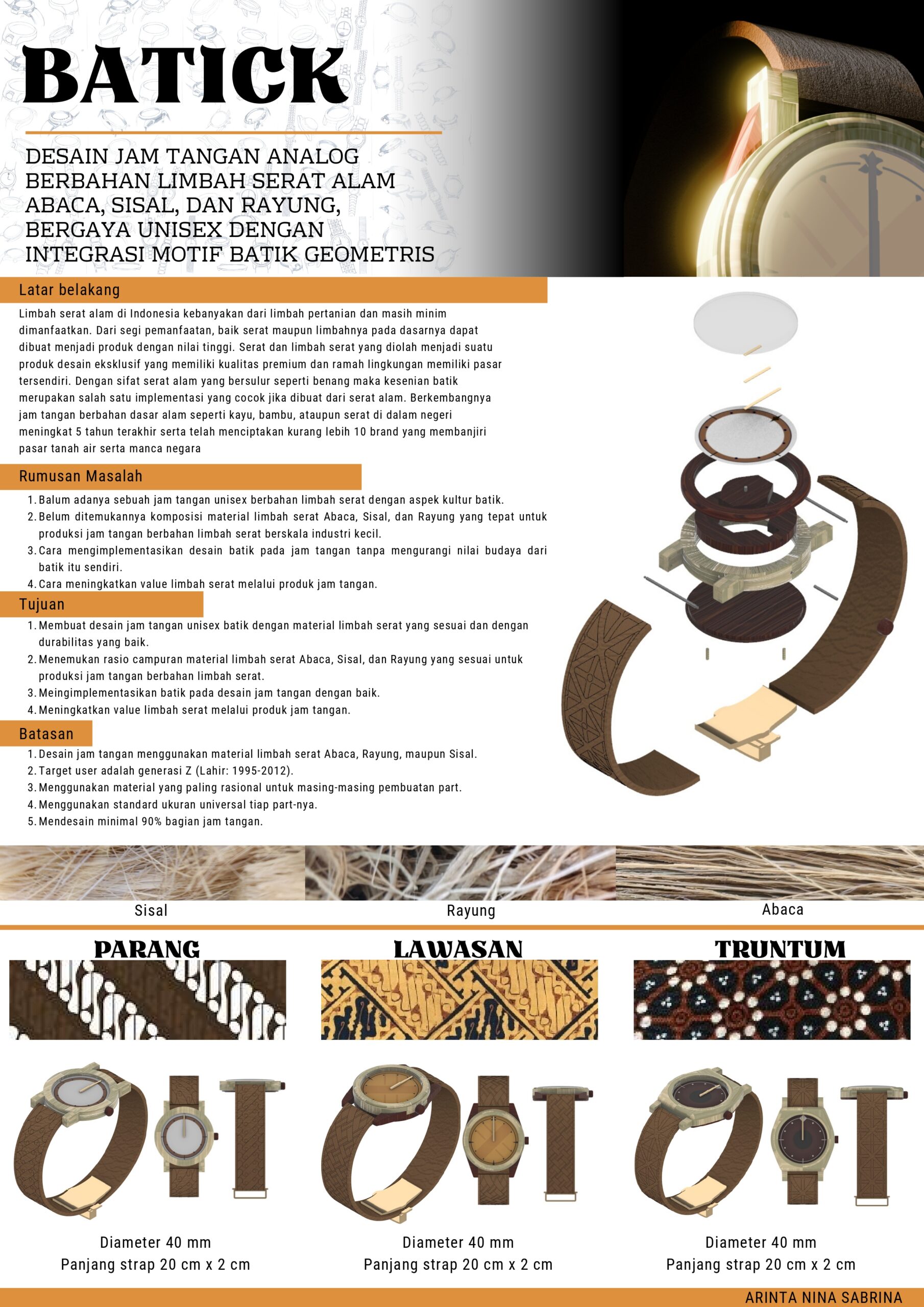 DESAIN JAM TANGAN ANALOG BERBAHAN LIMBAH SERAT ALAM ABACA, SISAL, DAN ...