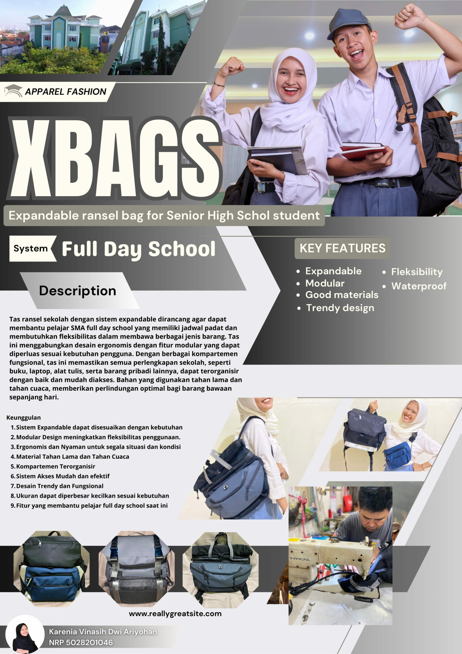 DEVELOPMENT OF BACKPACK SCHOOL BAG DESIGN WITH EXPANDABLE CONCEPT FOR ...