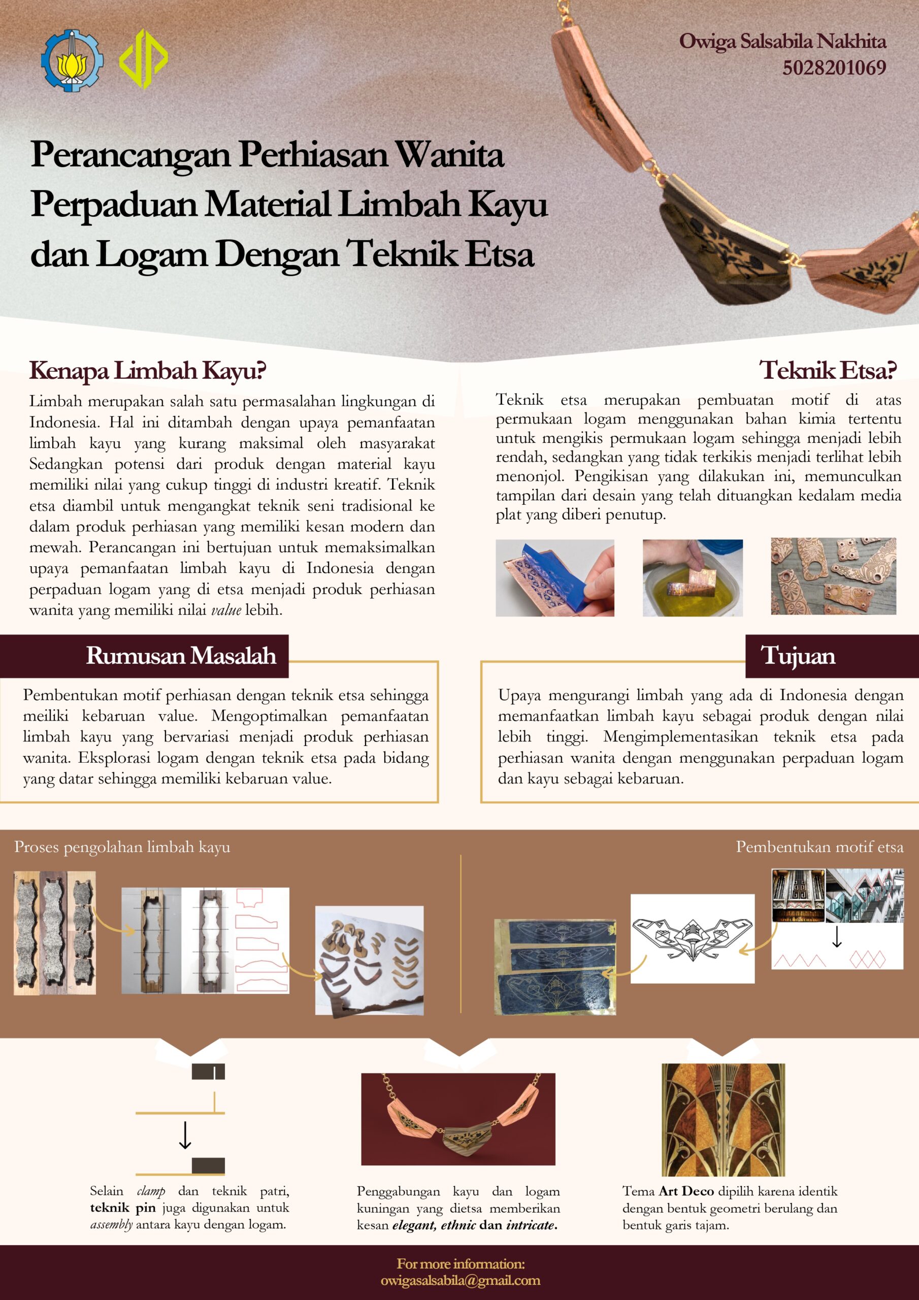 PERANCANGAN PERHIASAN WANITA PERPADUAN MATERIAL LIMBAH KAYU DAN LOGAM ...