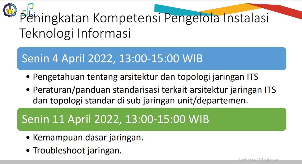 Peningkatan Kompetensi Pengelola Instalasi Teknologi Informasi - DPTSI