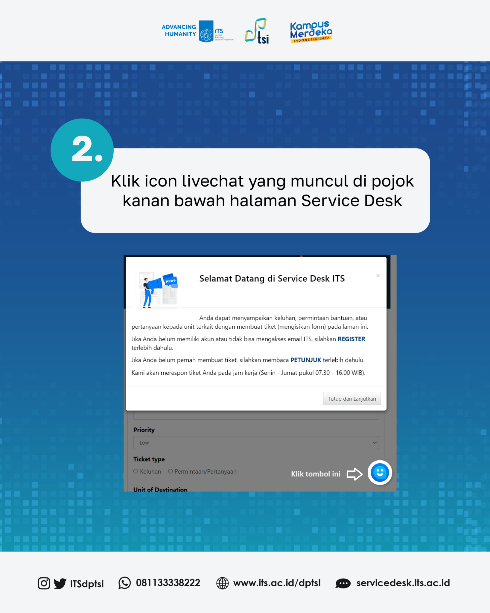 Fitur Live Chat OCA untuk Layanan Pengaduan dan Permintaan - DPTSI