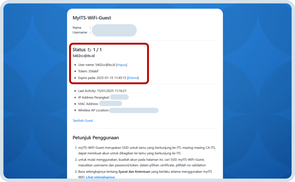 Panduan Akses Internet untuk Tamu - DPTSI