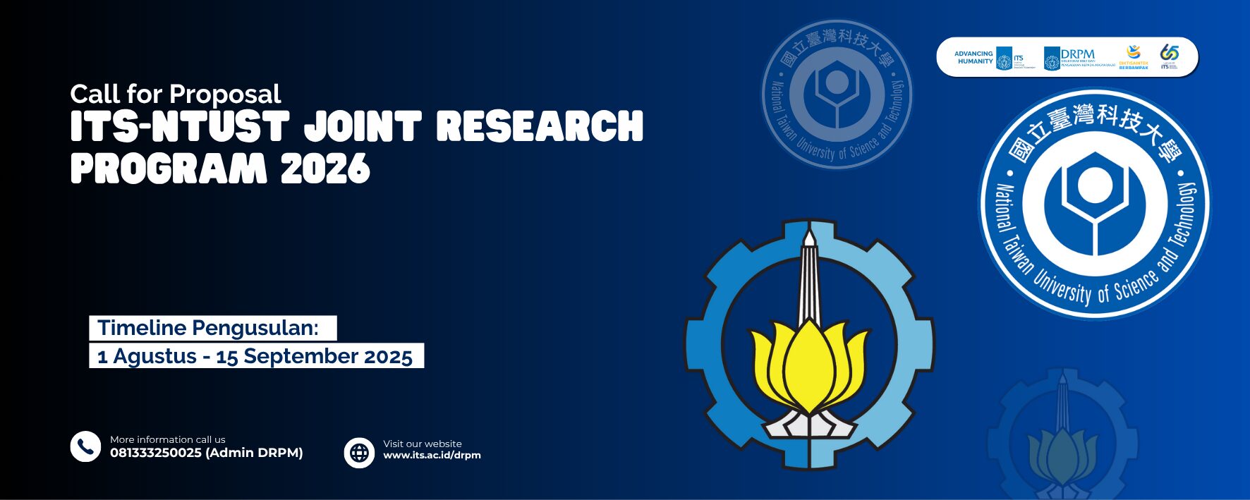 Call for proposal ITS-NTUST Joint Research Program 2026 - Direktorat Riset dan Pengabdian kepada ...