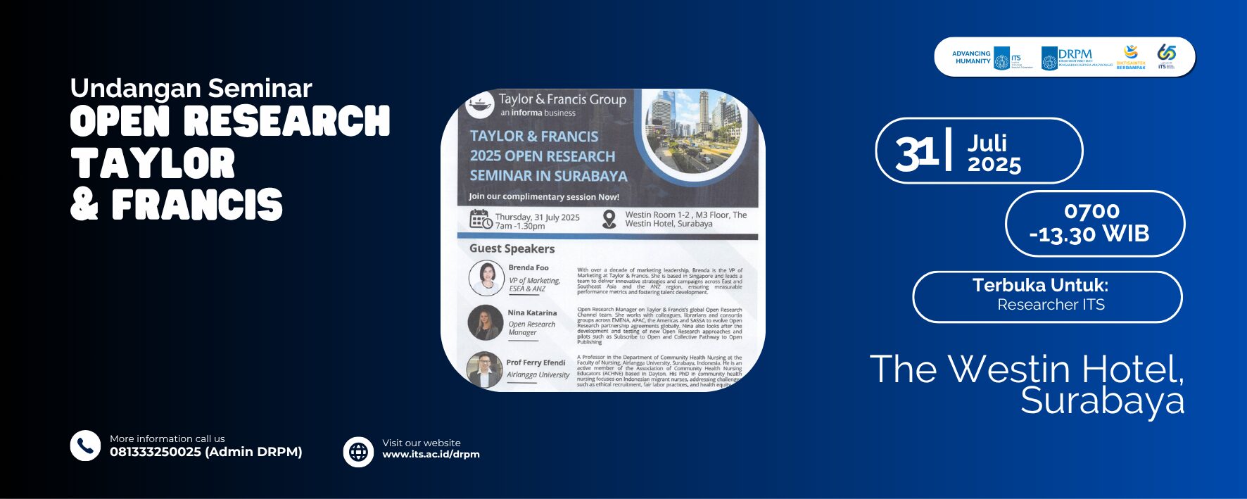 Seminar Open Research Taylor & Francis: Tingkatkan Kualitas Publikasi Akademik Sivitas ITS ...