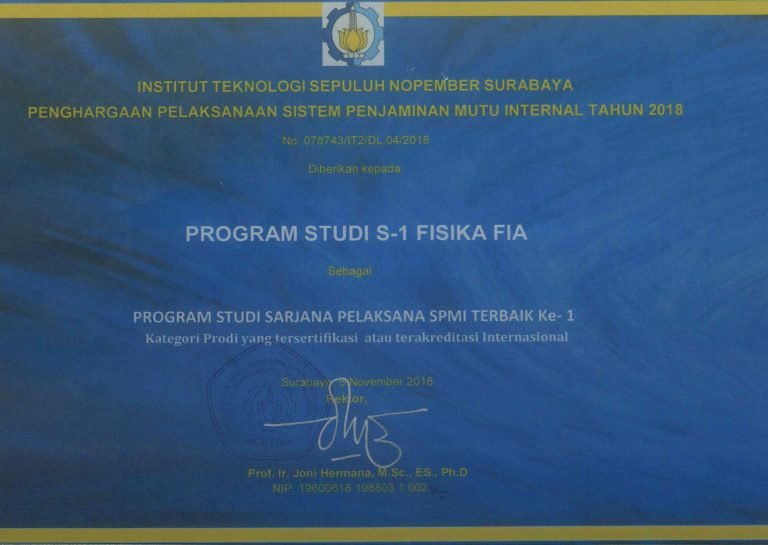 Departemen Fisika Fakultas Sains dan Analitika Data ITS