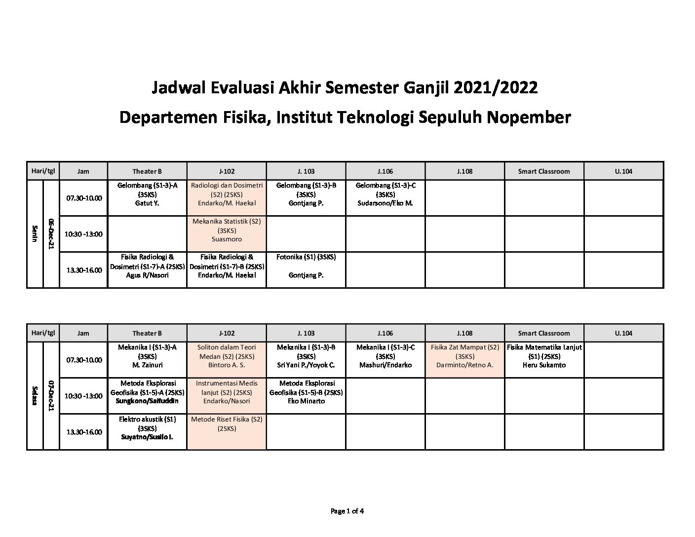 Jadwal UAS ganjil 2021_2022 - Department of Physics