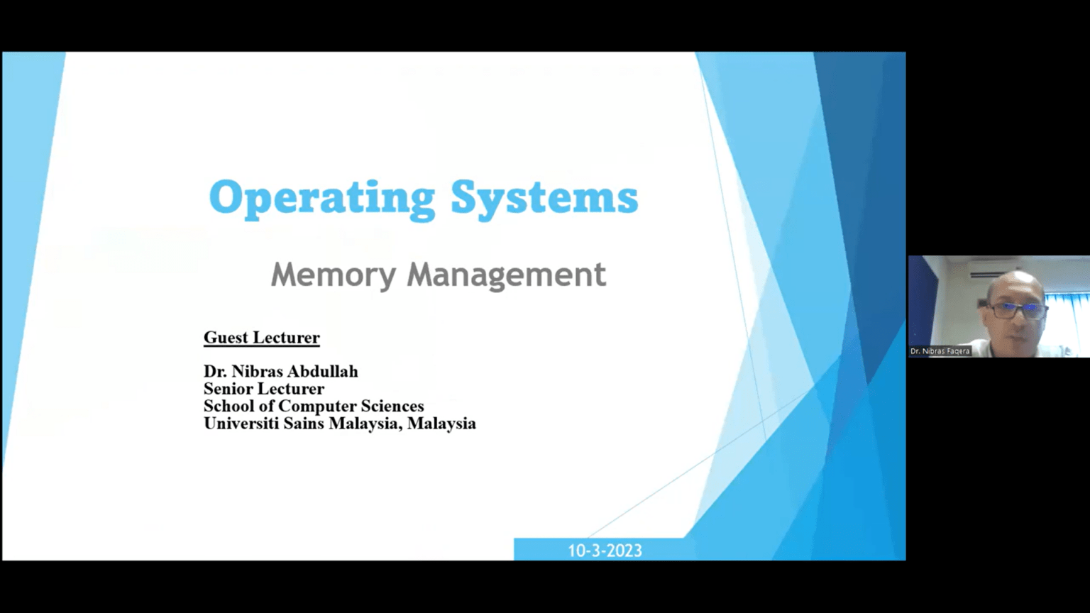Guest Lecture Operating System Memory Management Departemen Teknik Informatika