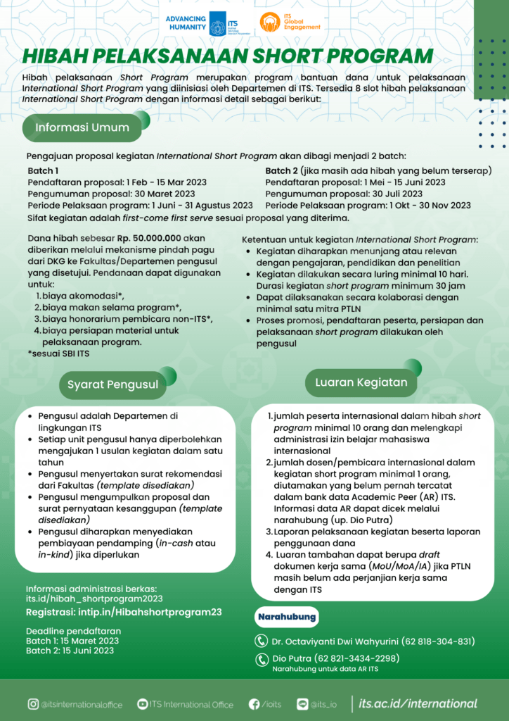 Hibah Short Program for ITS Faculty/Department - ITS Global Engagement