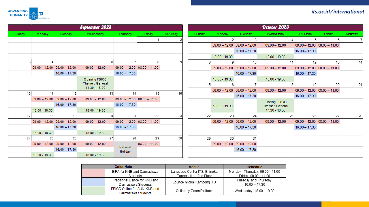 Activity Calendar - ITS Global Engagement