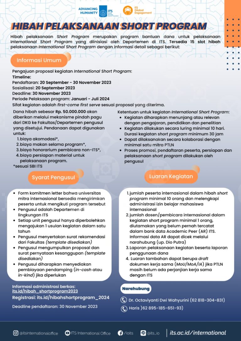 Hibah Short Program for ITS Faculty/Department - ITS Global Engagement