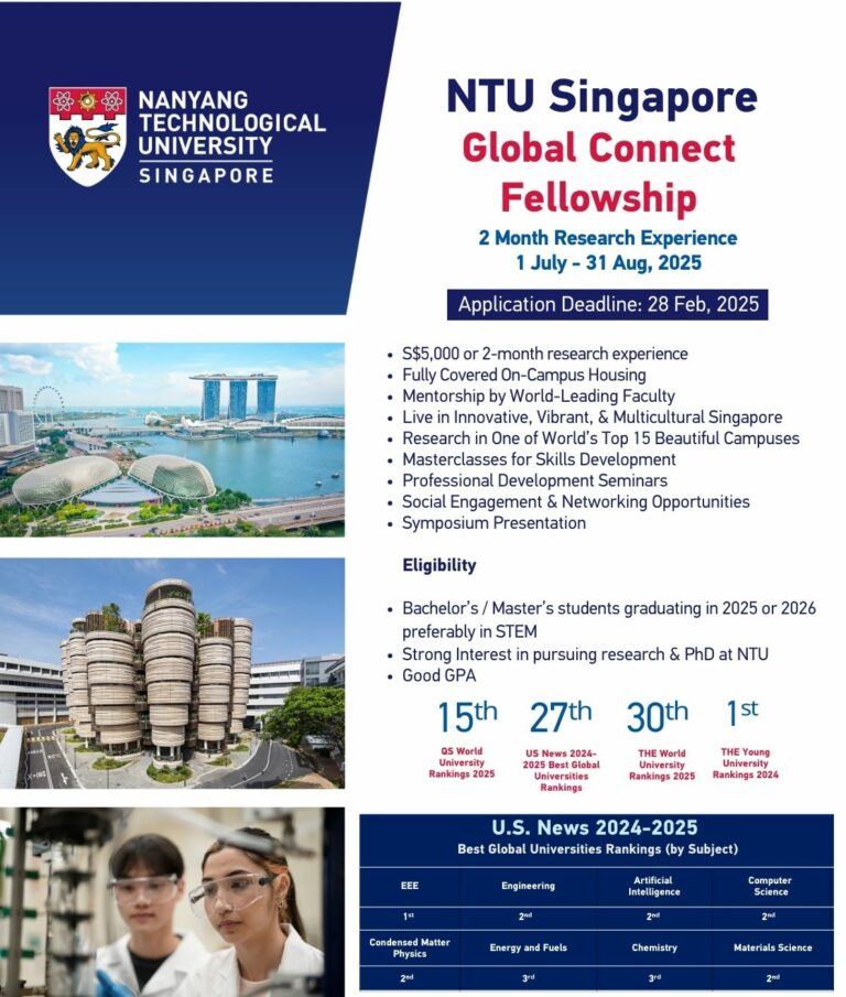 NTU Singapore Global Connect Fellowship Summer 2025 - ITS Global Engagement