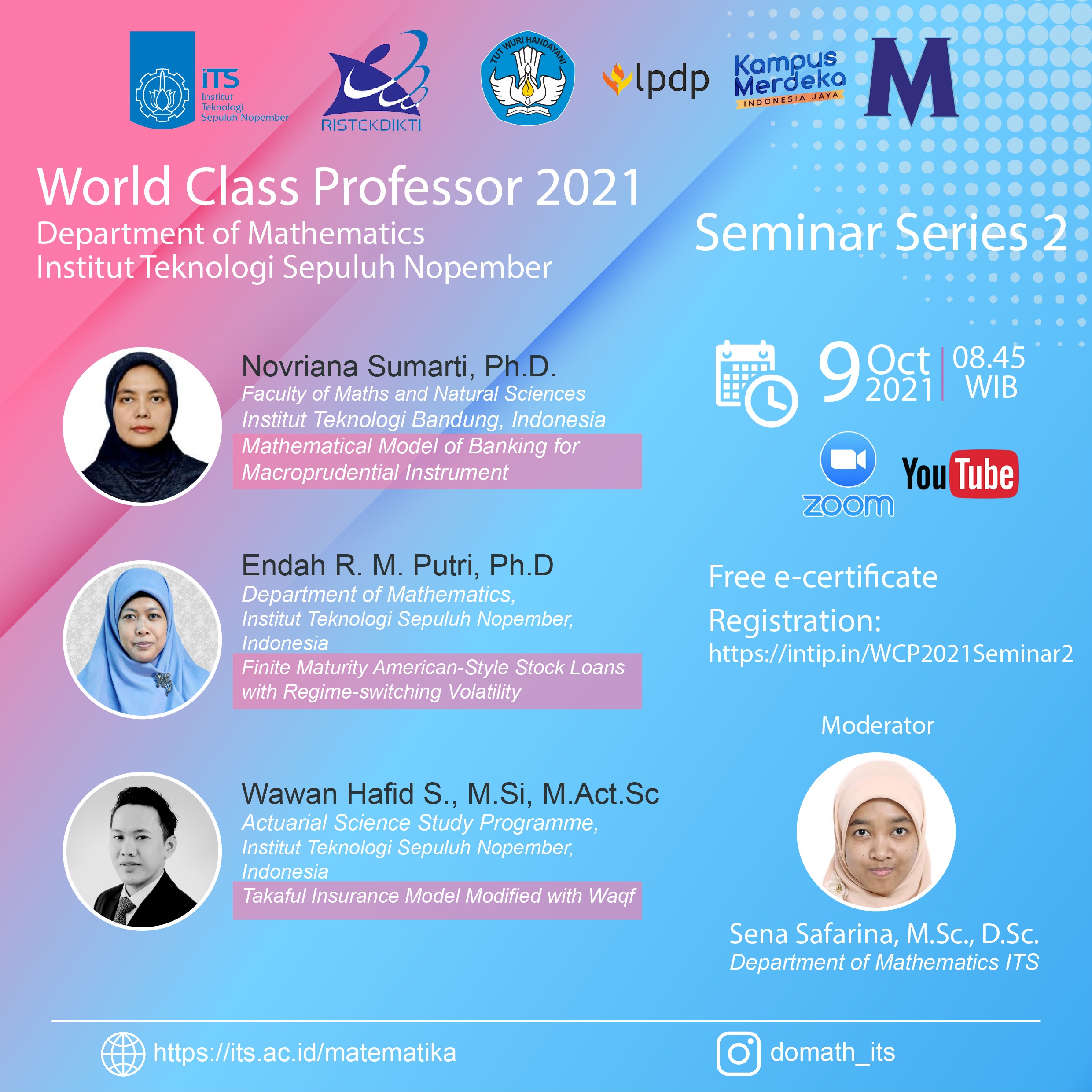 Seminar Series 2 World Class Professor 2021 - Departemen Matematika Departemen Matematika