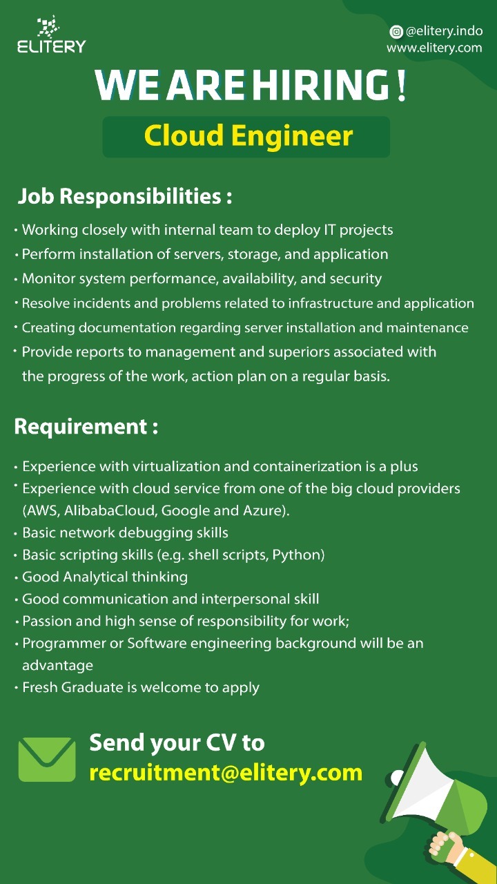 Lowongan Cloud Engineer Elitery Departemen Matematika ITS Departemen Lowongan Cloud Engineer Elitery Departemen Matematika ITS Departemen