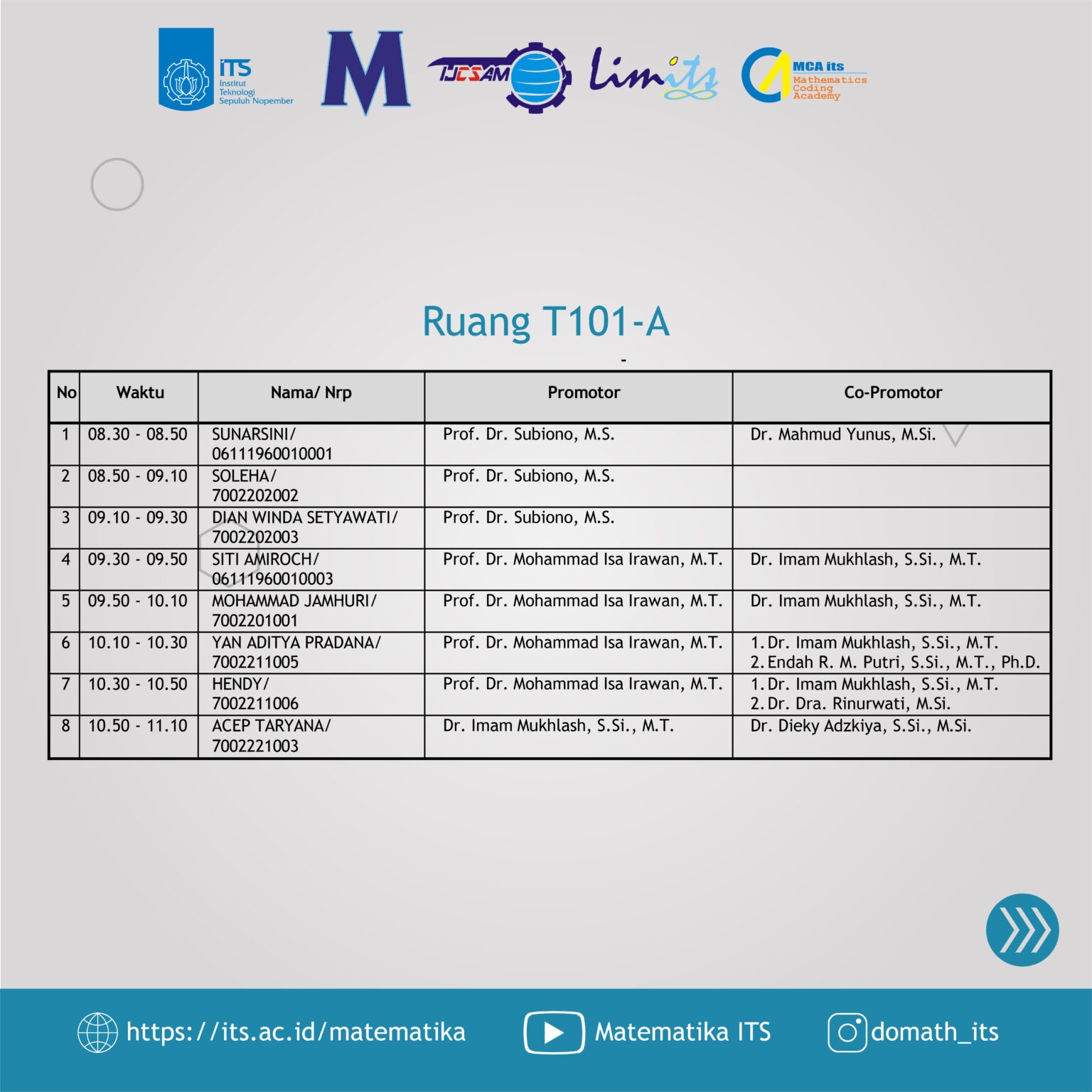 Seminar Pascasarjana Matematika 2023 - Departemen Matematika Departemen Matematika