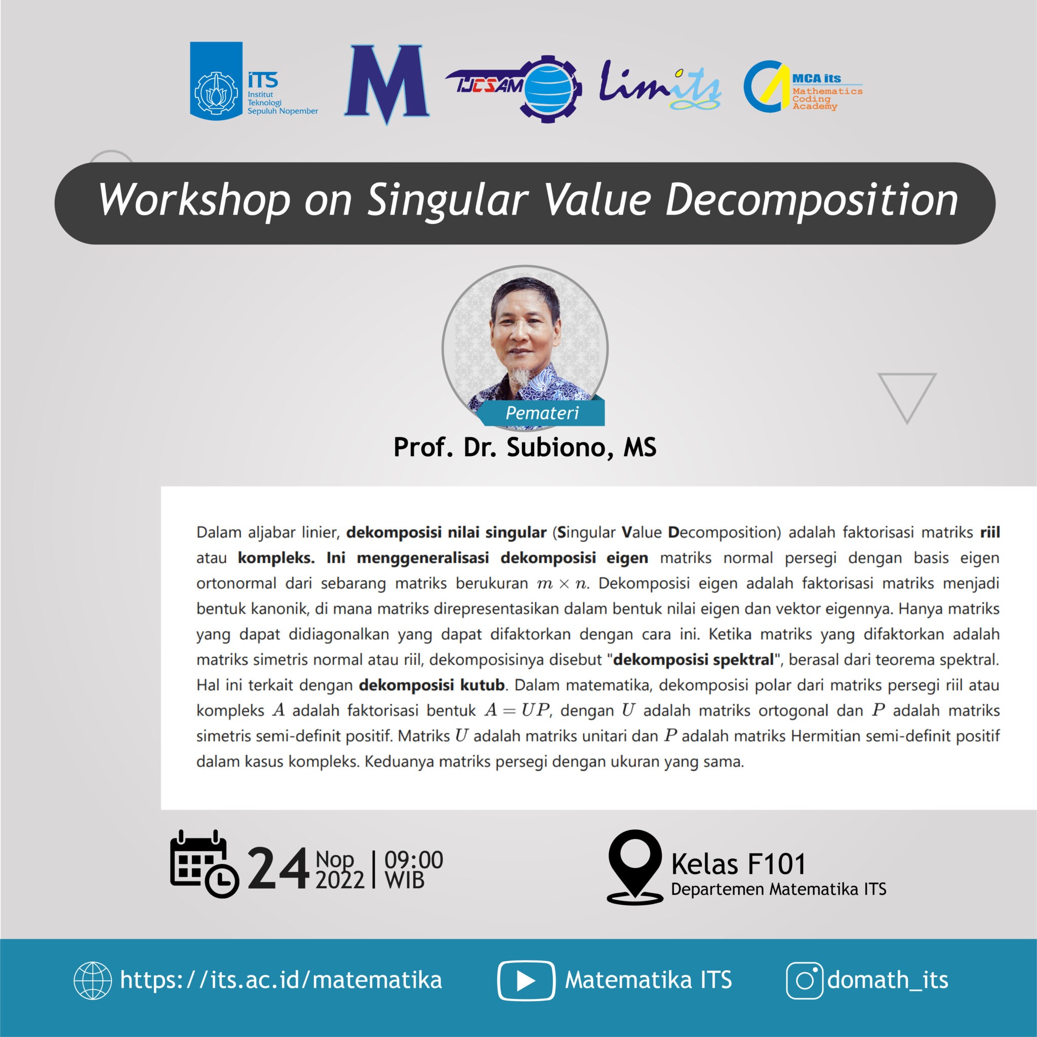 Workshop on Singular Value Decomposition - Departemen Matematika
