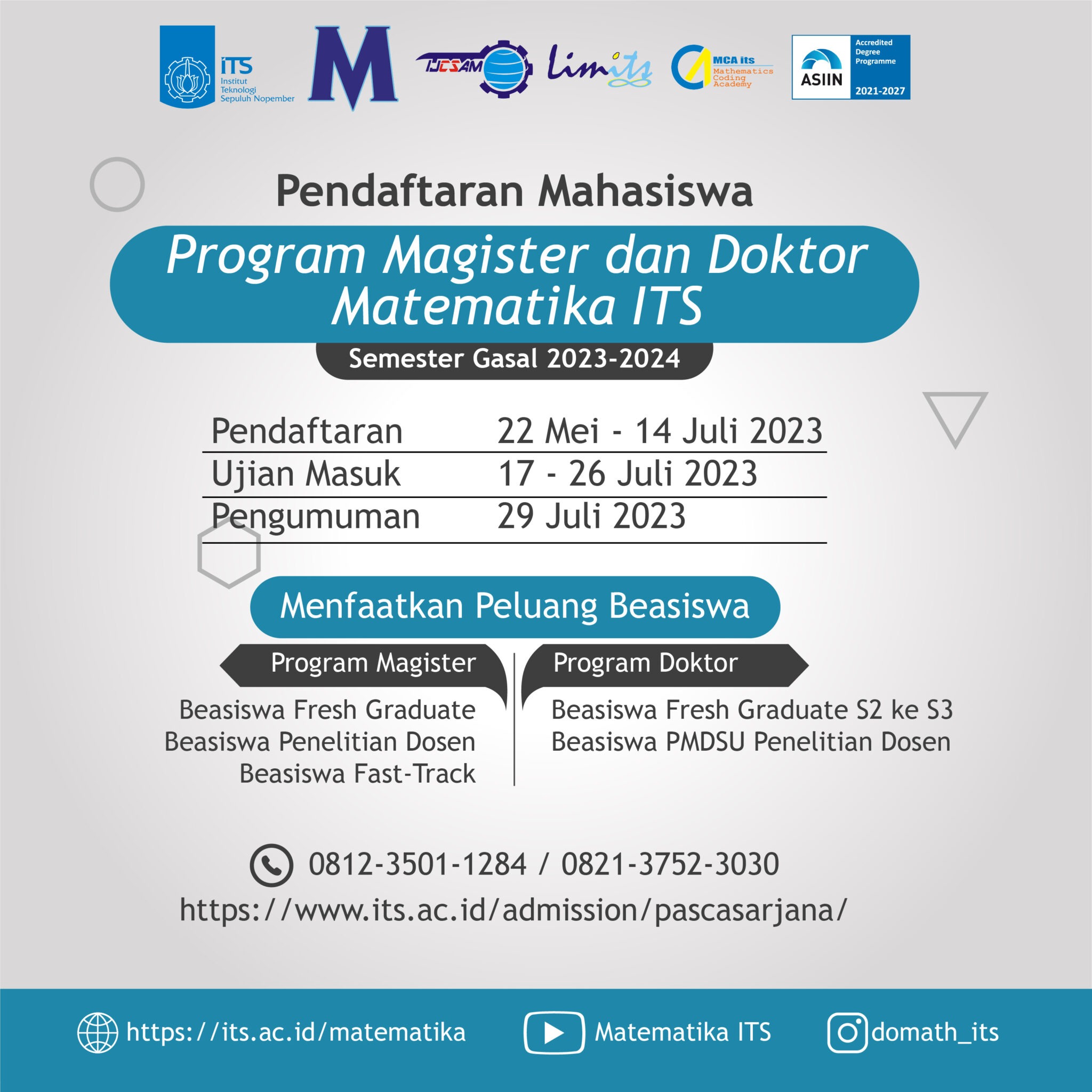 Pendaftaran Mahasiswa Program Magister dan Doktor Matematika Semester ...