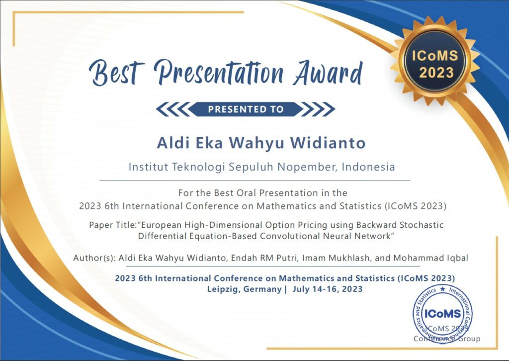 best presentation award icoms 2023 - Departemen Matematika