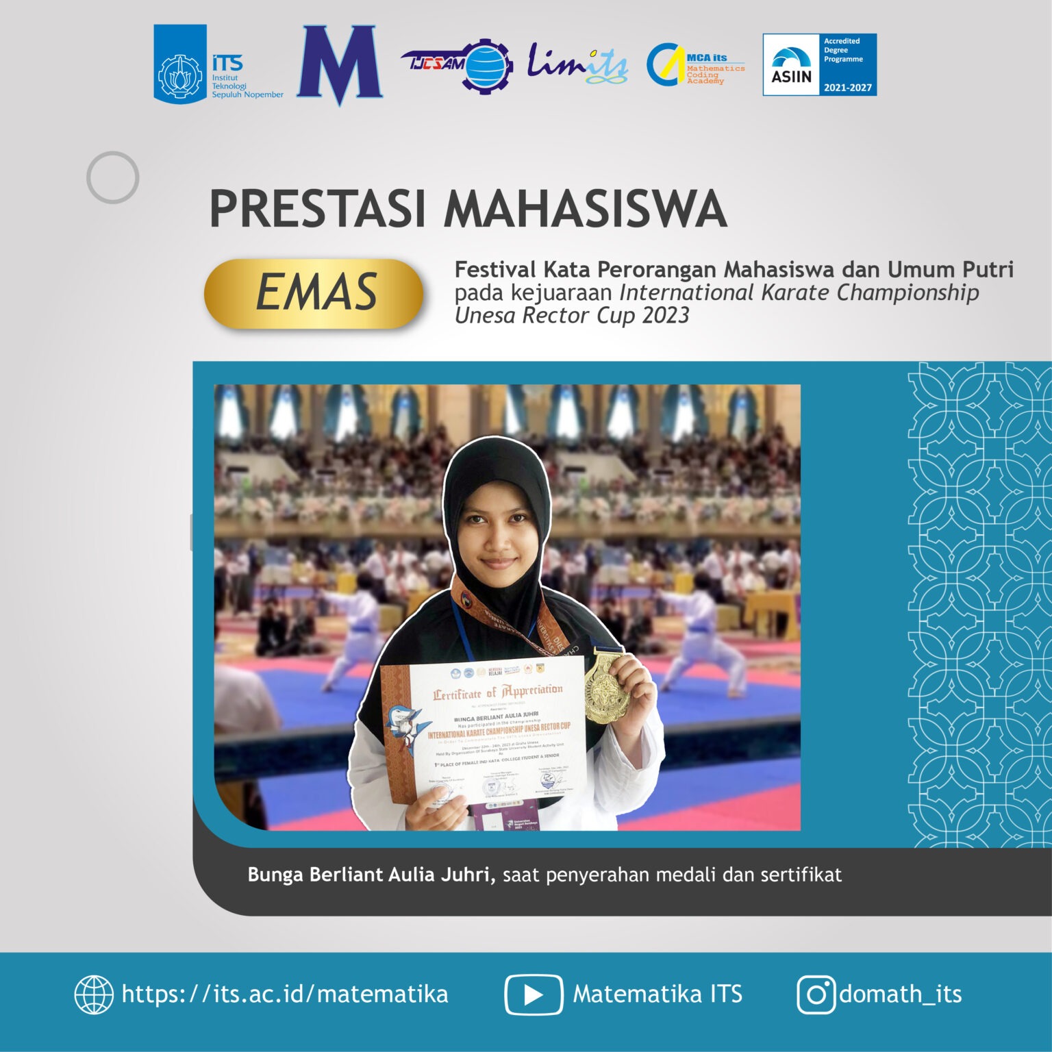 Raih Emas International Karate Championship Unesa Rector Cup 2023 - Departemen Matematika ...