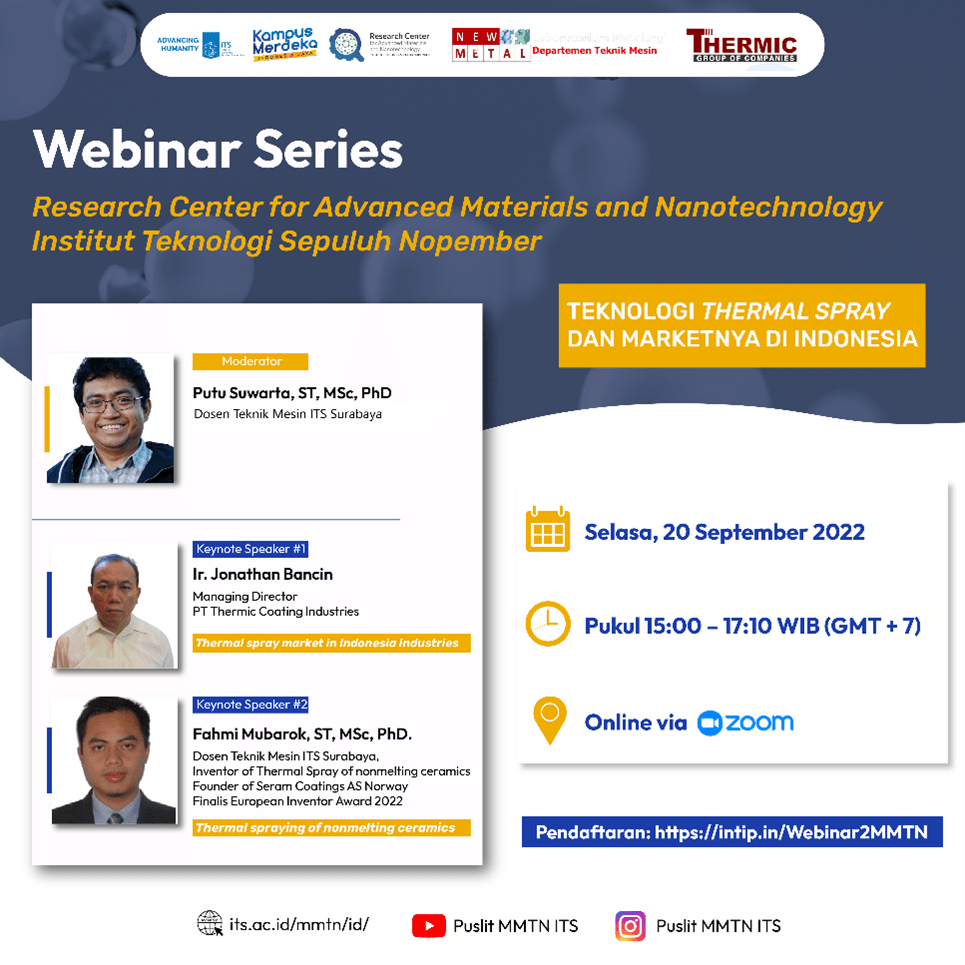 Webinar: Research Center for Advanced Materials and Nanotechnology ITS - Pusat Studi Material ...