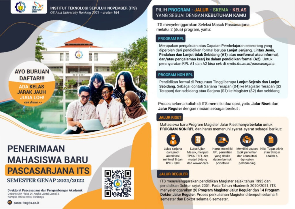 Penerimaan Mahasiswa Baru Pascasarjana ITS Semester Genap 2021/2022 - Direktorat Pascasarjana ...