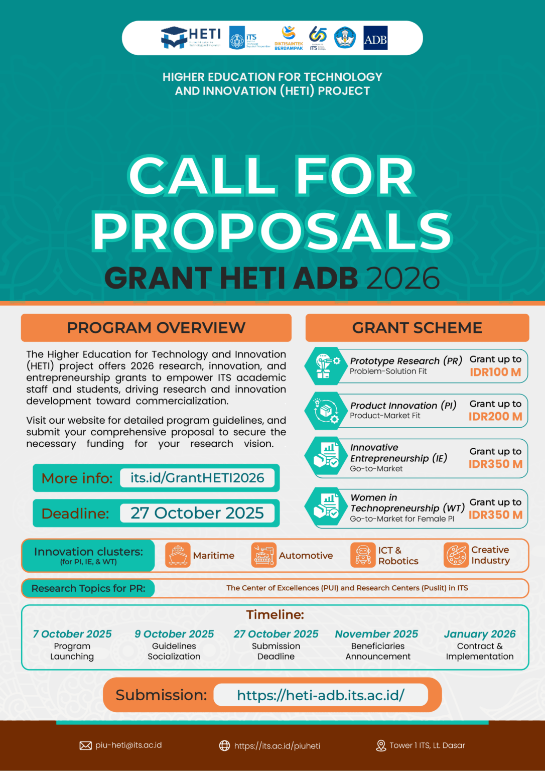 Call for Proposals: Grant HETI ADB 2026 - HETI ADB Project ITS