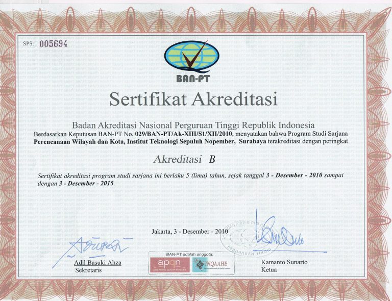 Akreditasi - Departemen Perencanaan Wilayah dan Kota