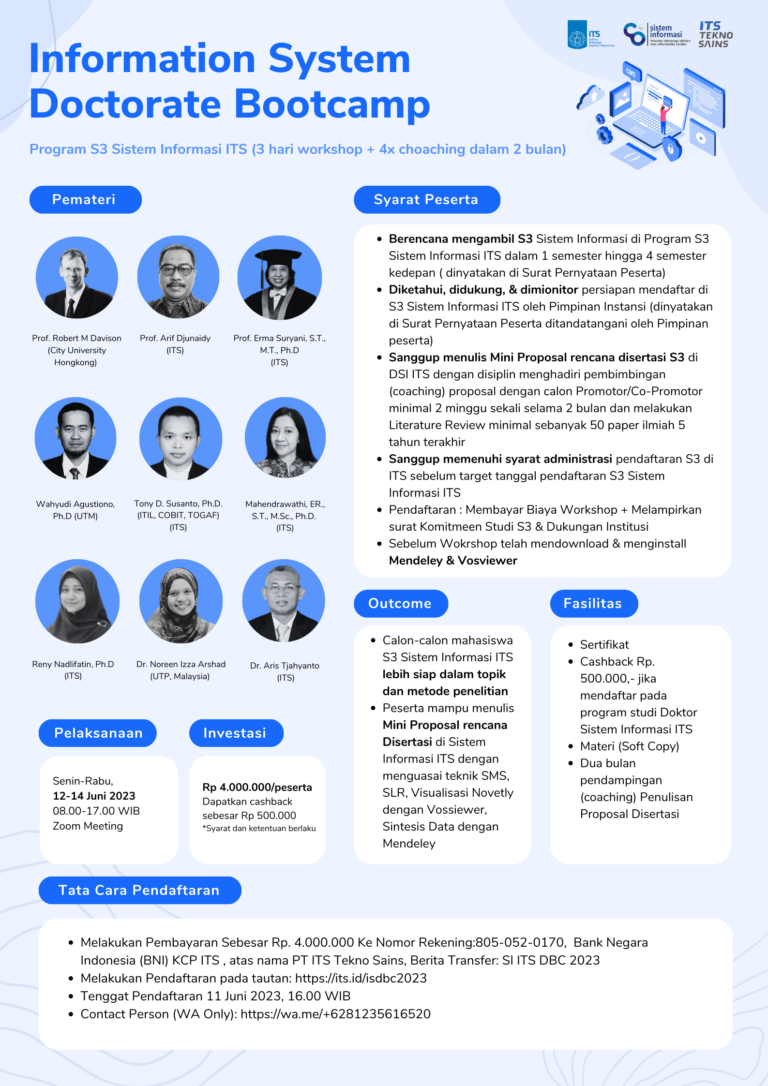 Information System Doctorate Bootcamp - Departemen Sistem Informasi