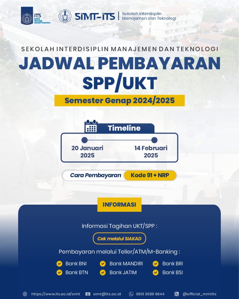 Informasi Pembayaran UKT / SPP ITS Semester Genap 2024/2025