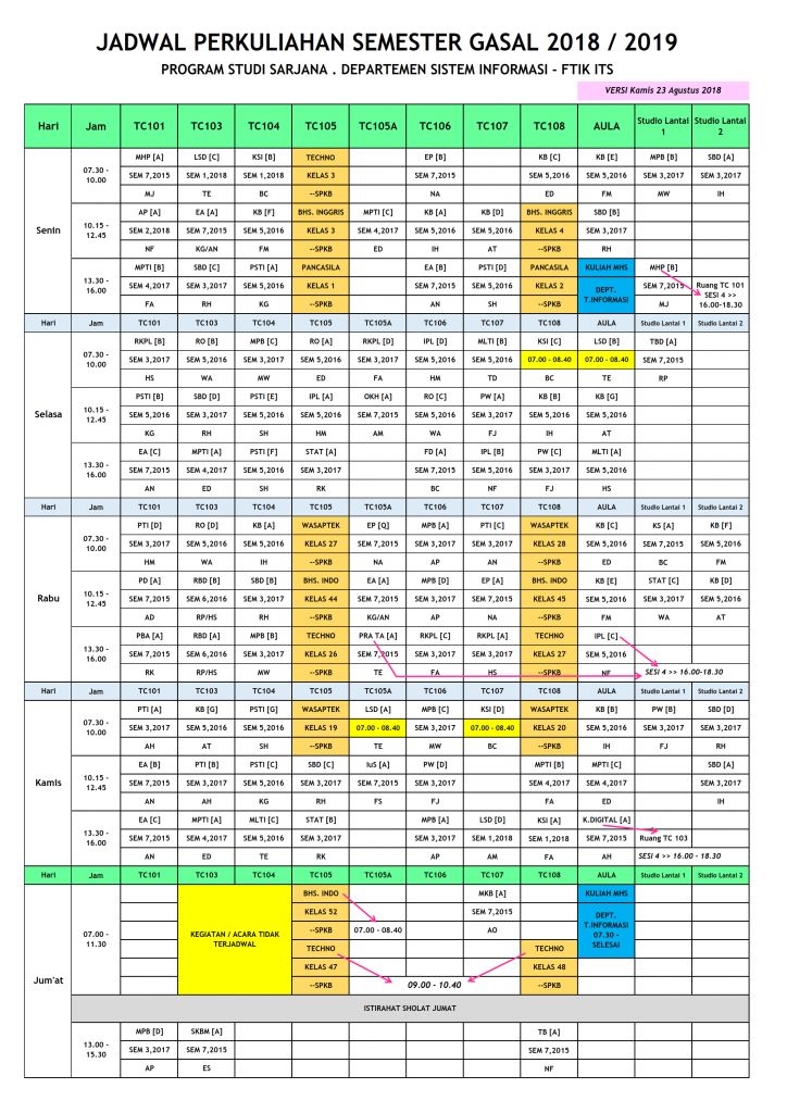 Course Schedule - Departement Studi Pembangunan