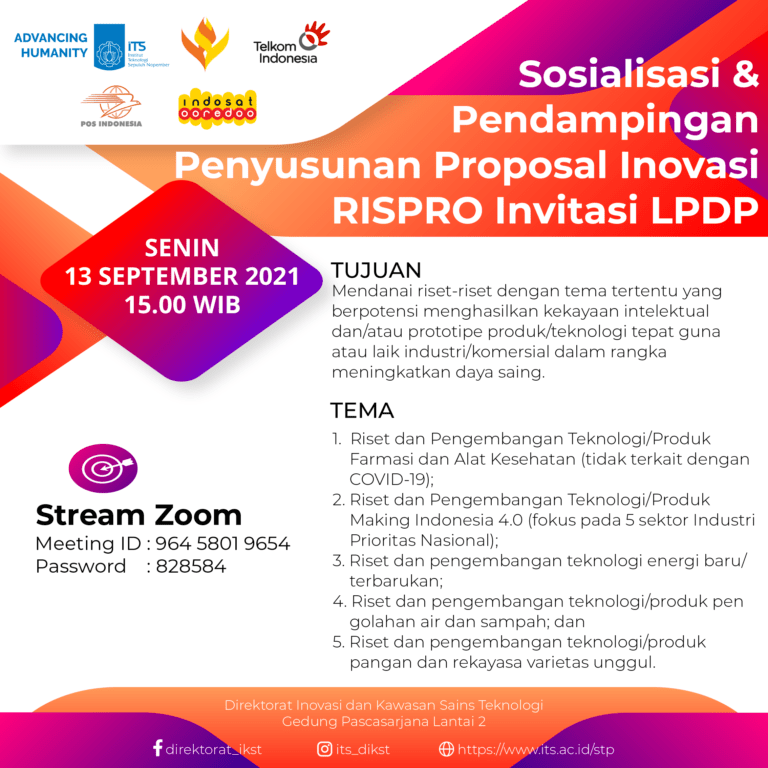 Sosialisasi & Pendampingan Penyusunan Proposal Inovasi RISPRO Invitasi LPDP - SCIENCE TECHNO PARK
