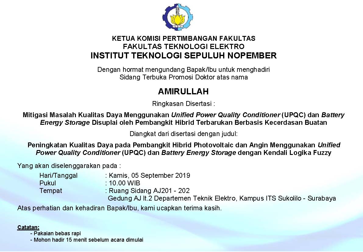 Sidang Terbuka Promosi Doktor Amirullah - Departemen Teknik Elektro
