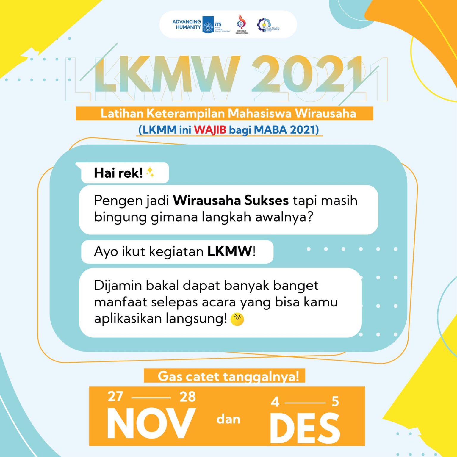 Latihan Keterampilan Mahasiswa Wirausaha Untuk Mahasiswa Baru ITS 2021 ...