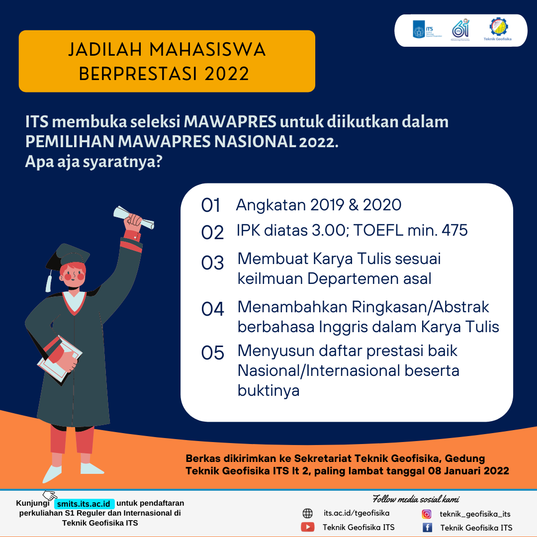 Pemilihan Mahasiswa Berprestasi (Mawapres) 2022 Teknik Geofisika ITS - Departemen Teknik Geofisika