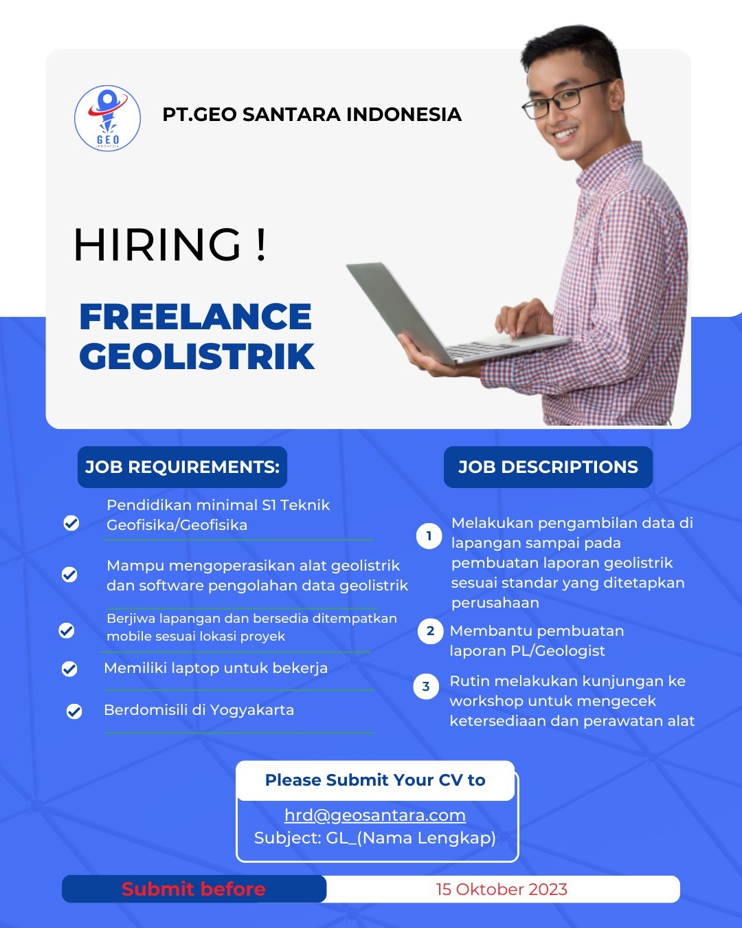 OPEN RECRUITMENT Freelance Geolistrik oleh PT Geo Santara Indonesia ...