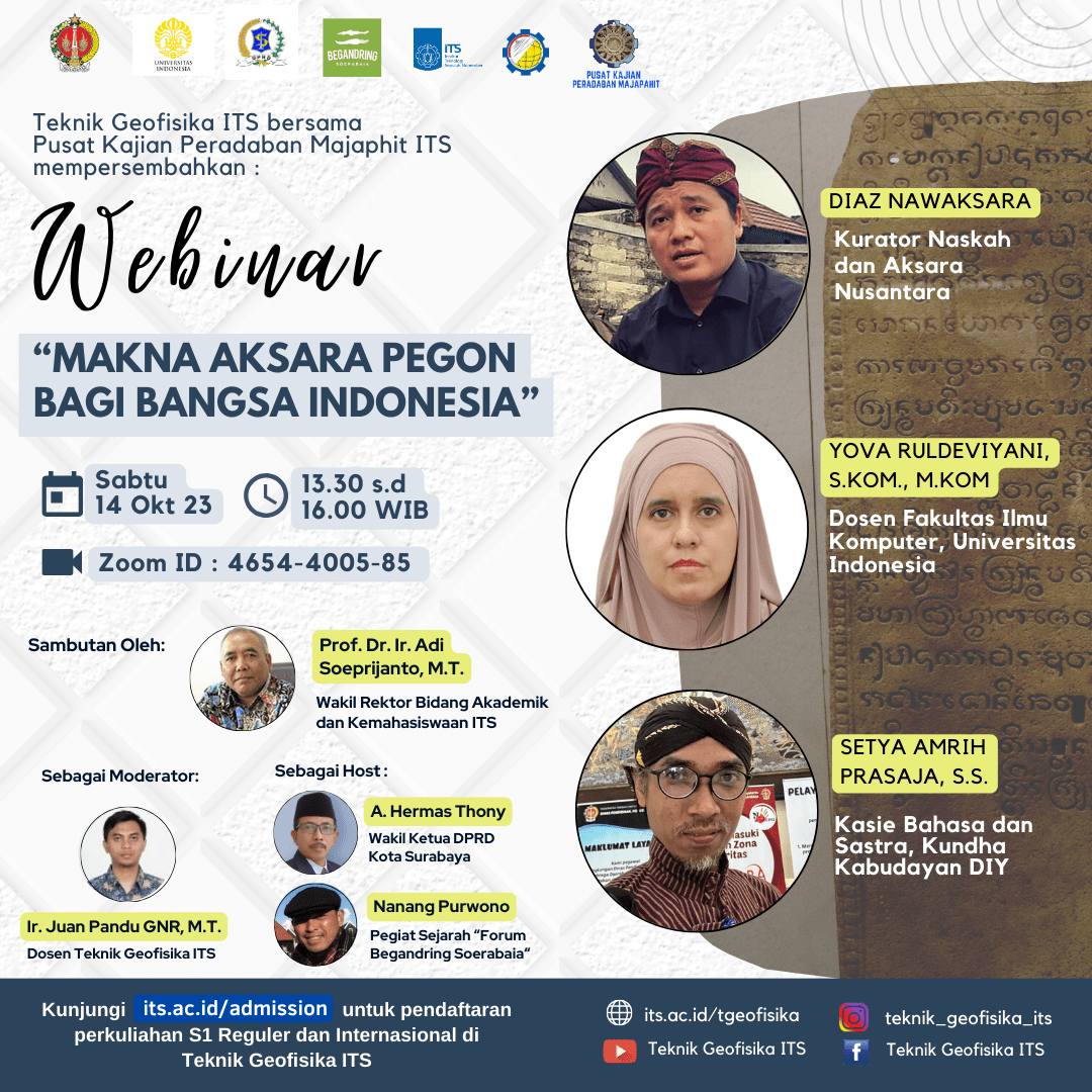 WEBINAR MAKNA AKSARA PEGON BAGI BANGSA INDONESIA - Departemen Teknik Geofisika