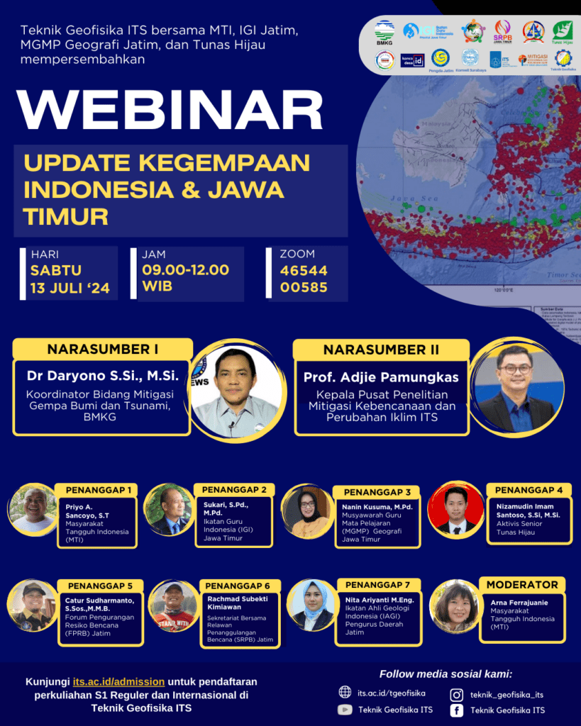 Poster Webinar Teknik Geofisika ITS Update Kegempaan Indonesia_Jatim - Departemen Teknik Geofisika