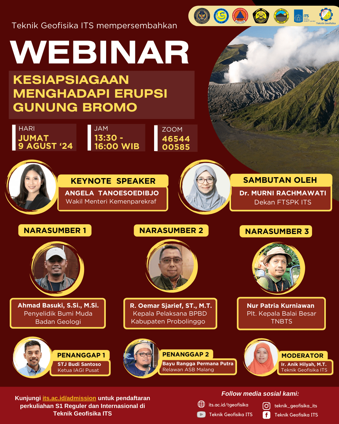 Webinar Kesiapsiagaan Menghadapi Erupsi Gunung Bromo - Departemen Teknik Geofisika