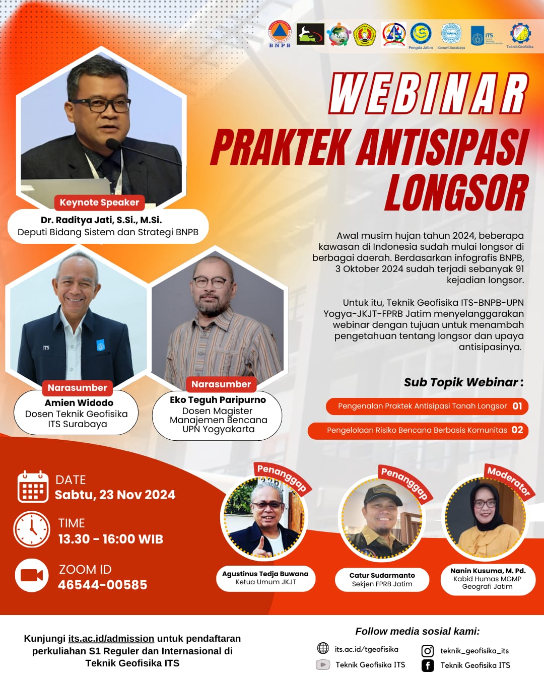 WEBINAR "PRAKTEK ANTISIPASI LONGSOR" - Departemen Teknik Geofisika