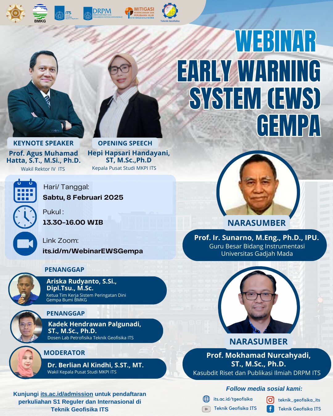 Webinar Early Warning System (EWS) Gempa - Departemen Teknik Geofisika