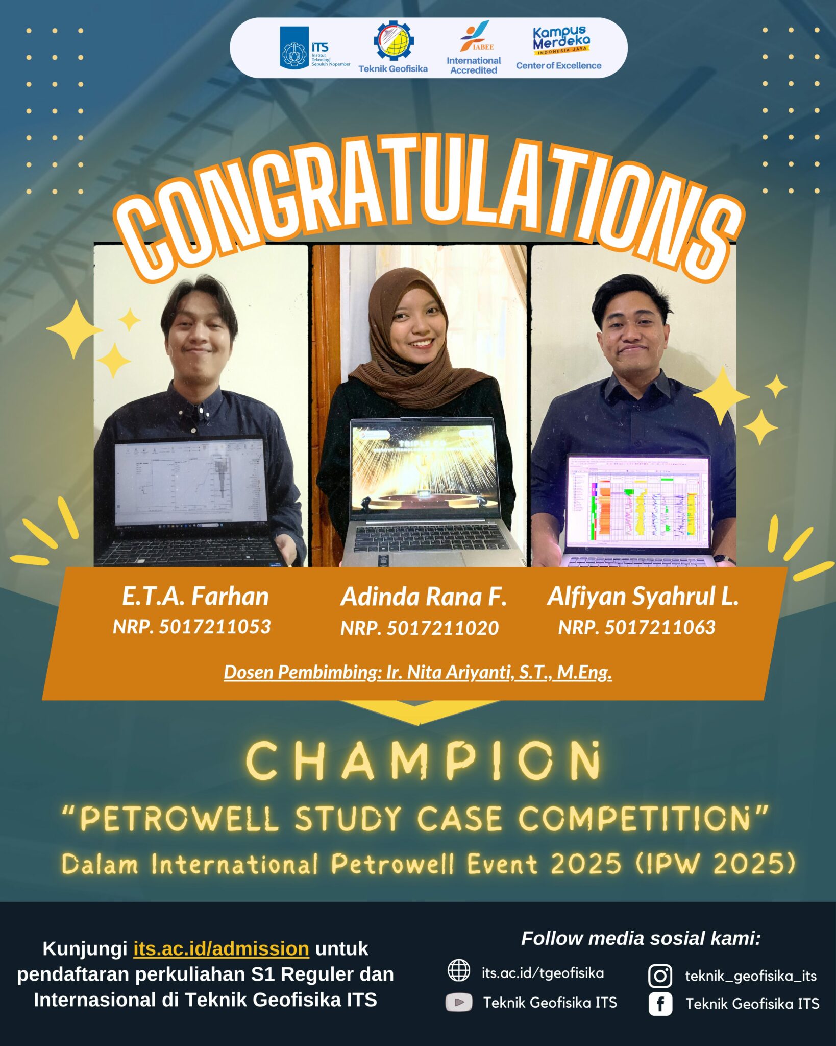 Mahasiswa Teknik Geofisika ITS Sabet Juara 1 Petrowell Study Case Competition - Departemen ...