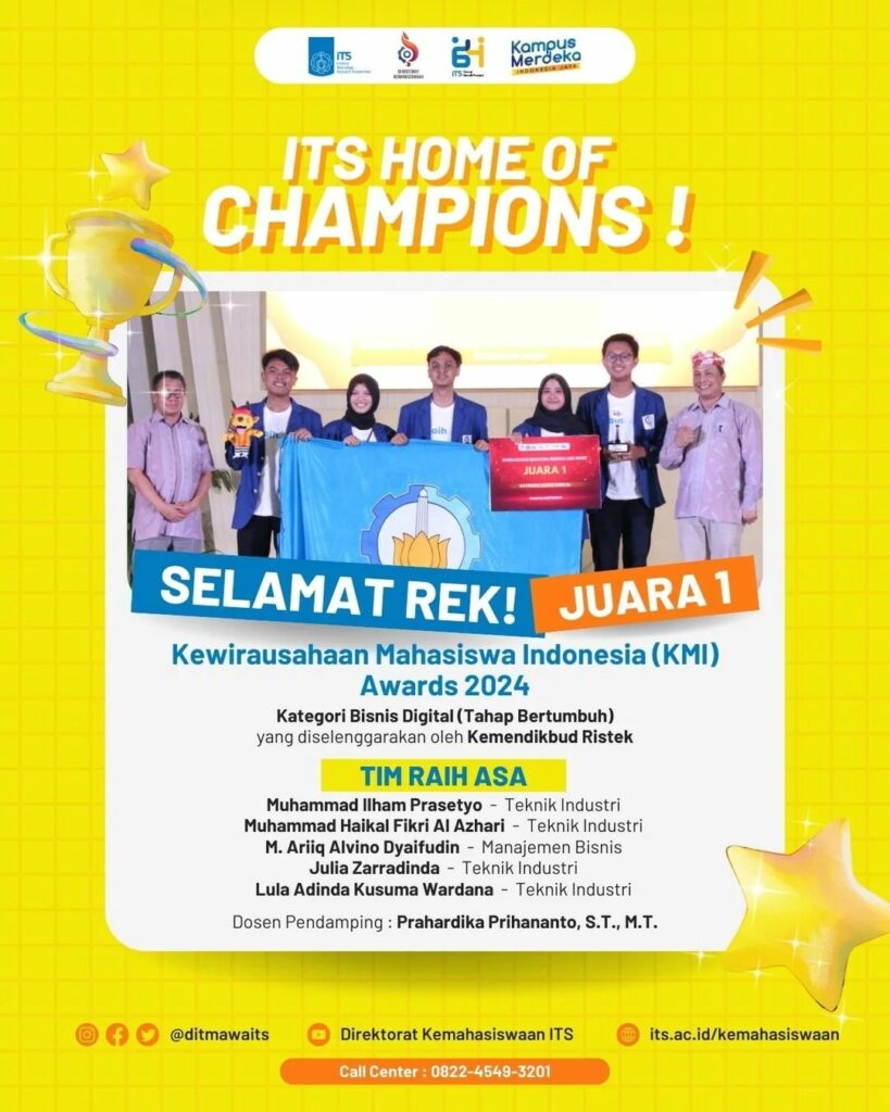Tim Raih Asa Juara KMI Award 2024 - Departemen Teknik Sistem dan Industri