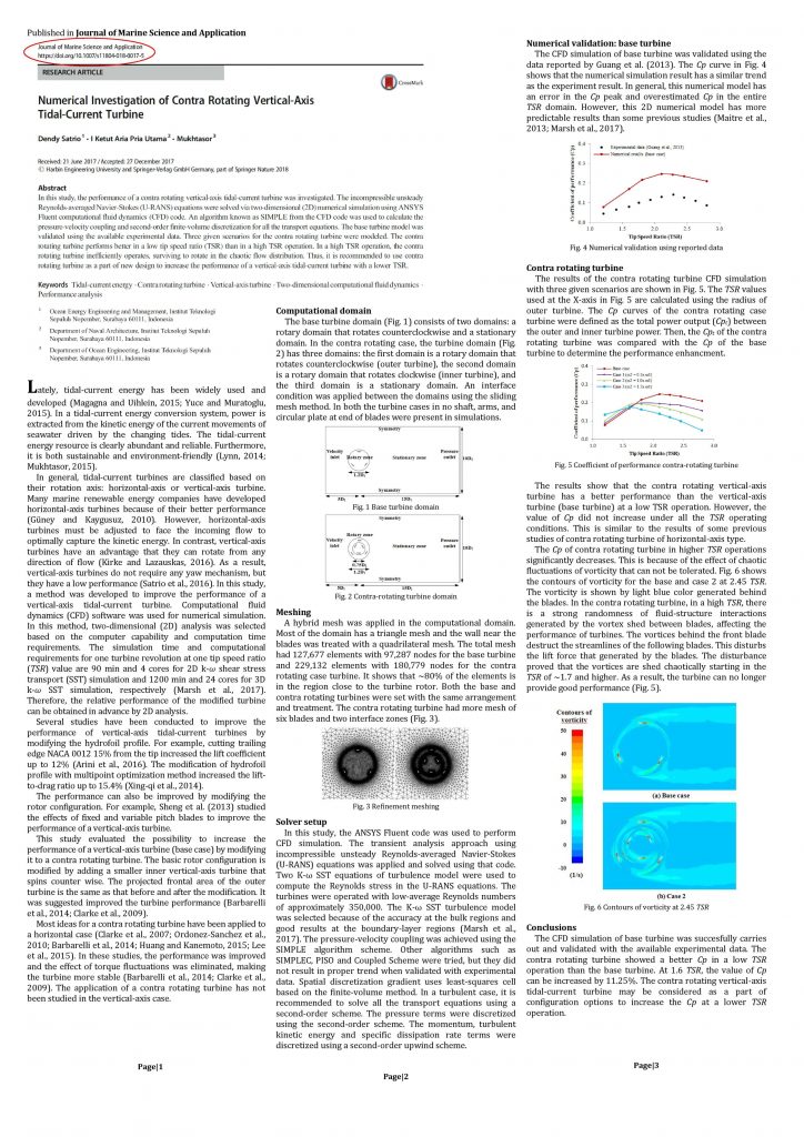 Numerical Investigation of Contra Rotating Vertical-Axis Tidal-Current ...
