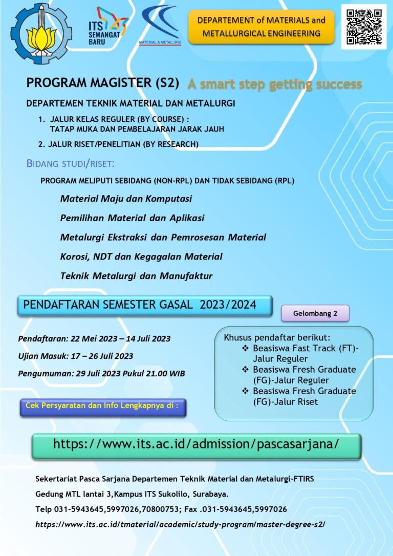Master Degree (S2) - Departemen Teknik Material