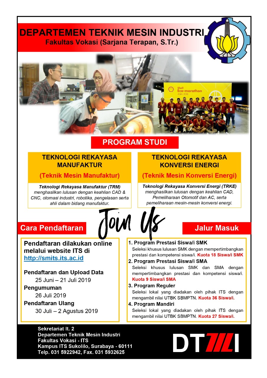 Bergabunglah dengan kami, Departemen Teknik Mesin Industri - Departemen Teknik Mesin Industri