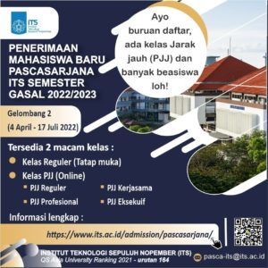 Pendaftaran dan Beasiswa Pascasarjana ITS - Departemen Teknik Sipil