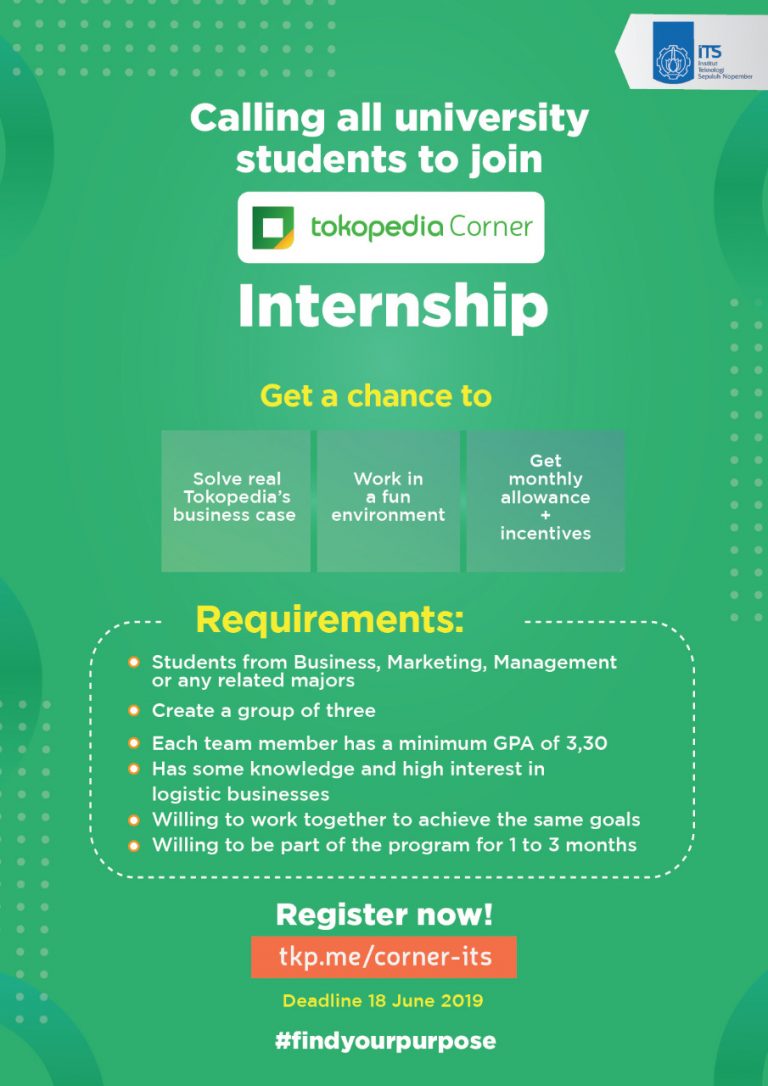Tokopedia Corner Internship Program Institut Teknologi Sepuluh Nopember